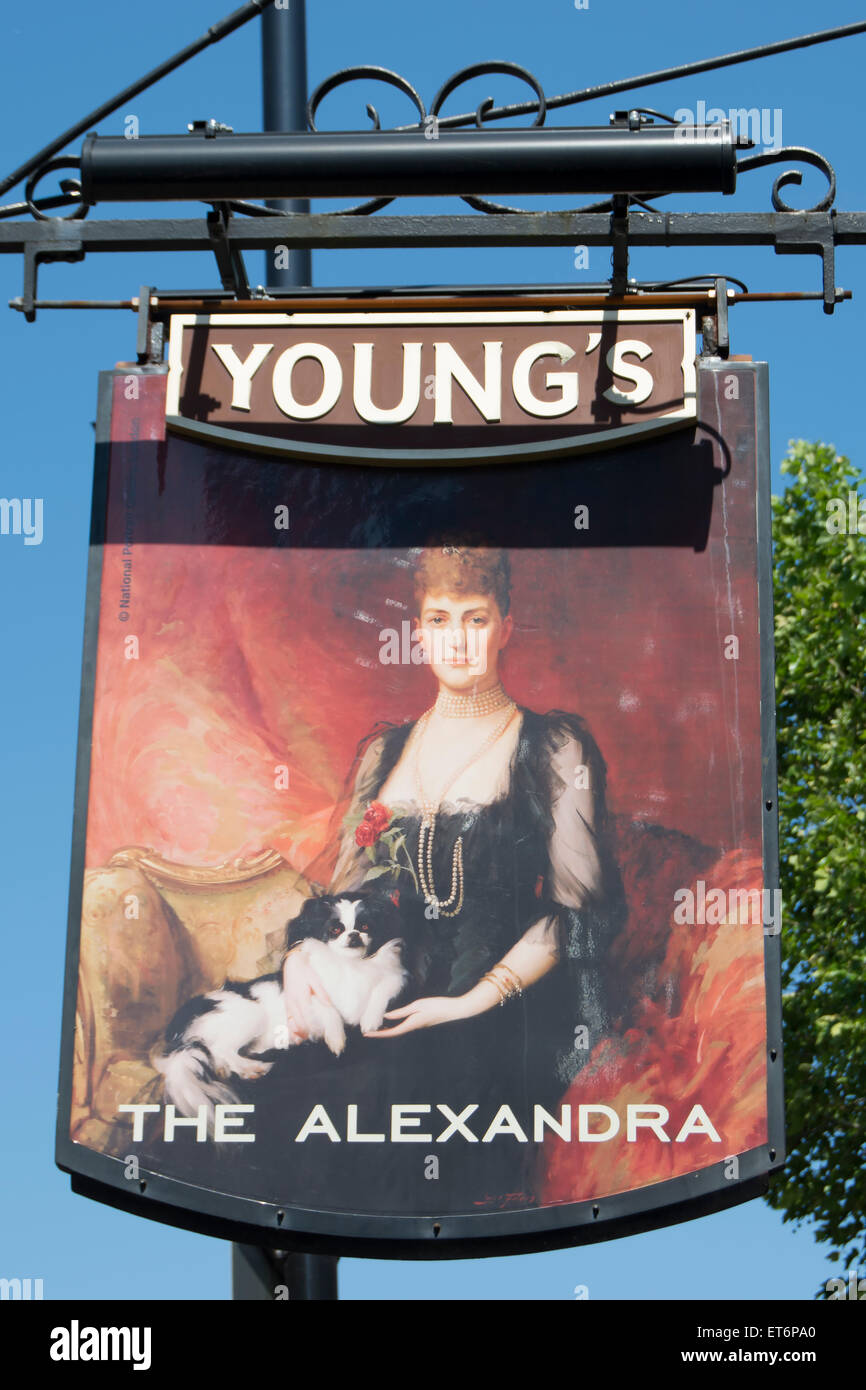 pub sign for the alexandra, wimbledon, england, based on sir luke ...