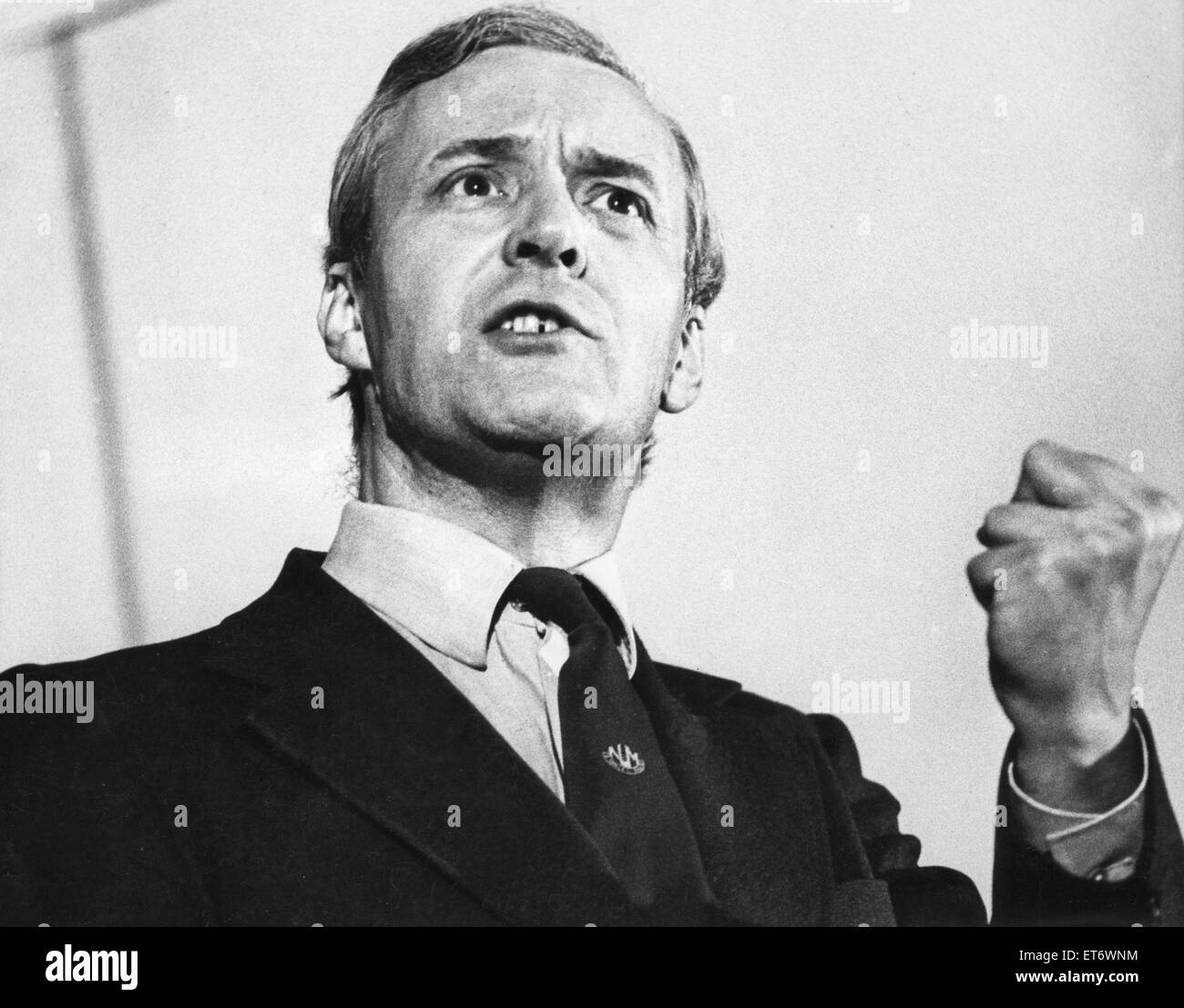 Tony Benn seen here talking in Newcastle 27th October 1977 Stock Photo ...