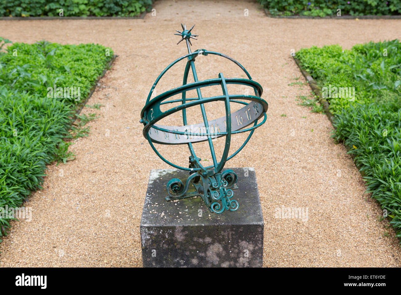 A spherical sundial in Gutersloh Botanical Gardens, Germany Stock Photo ...