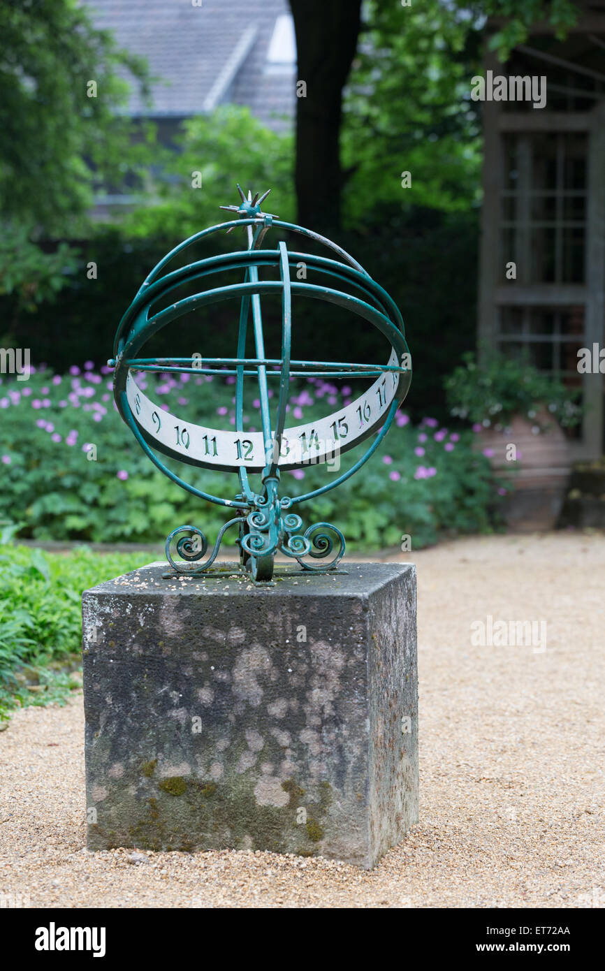 A spherical sundial in Gutersloh Botanical Gardens, Germany Stock Photo ...