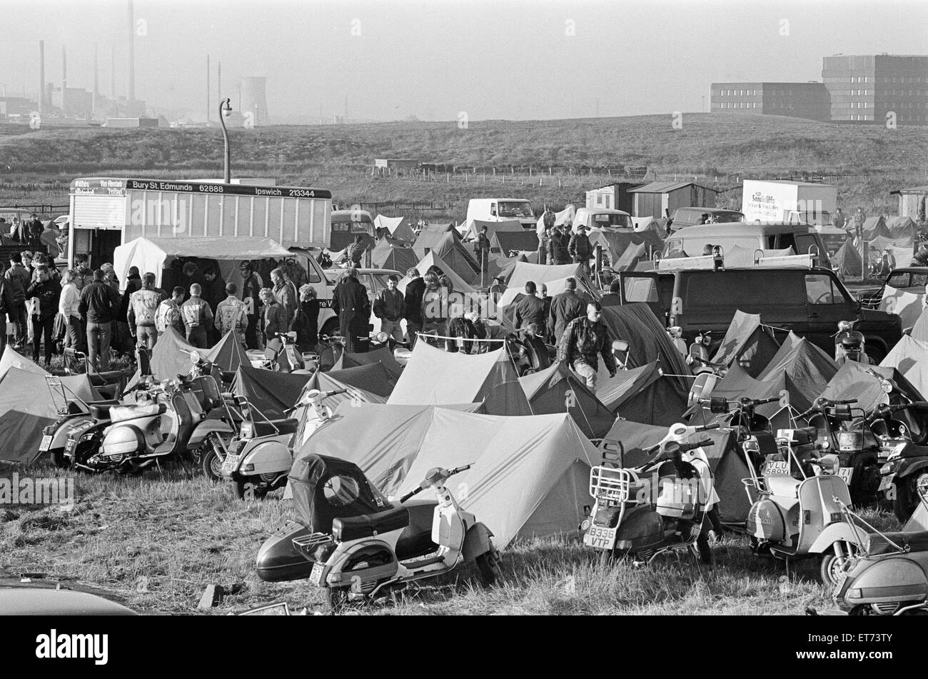 MODs in Redcar, Middlesbrough, 4th October 1985 Stock Photo - Alamy