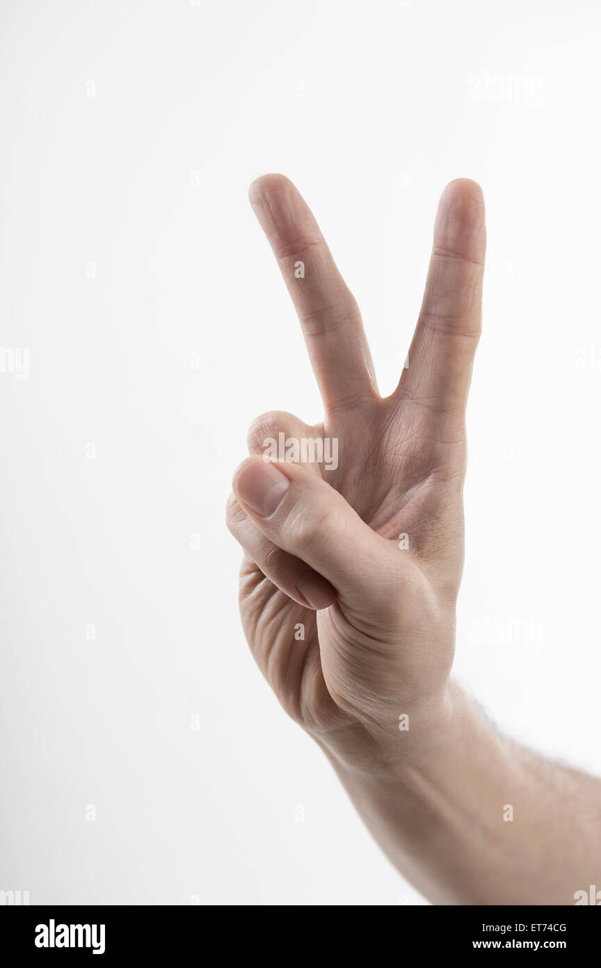 Man making peace sign hi-res stock photography and images - Alamy