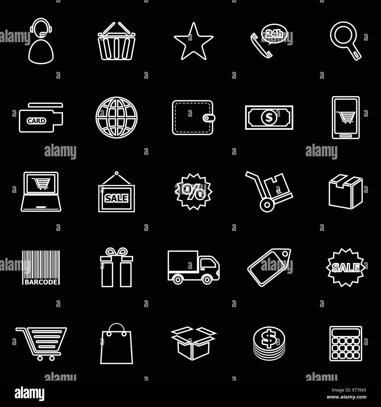 E-commerce line icons on black background, stock vector Stock Vector Image & Art - Alamy
