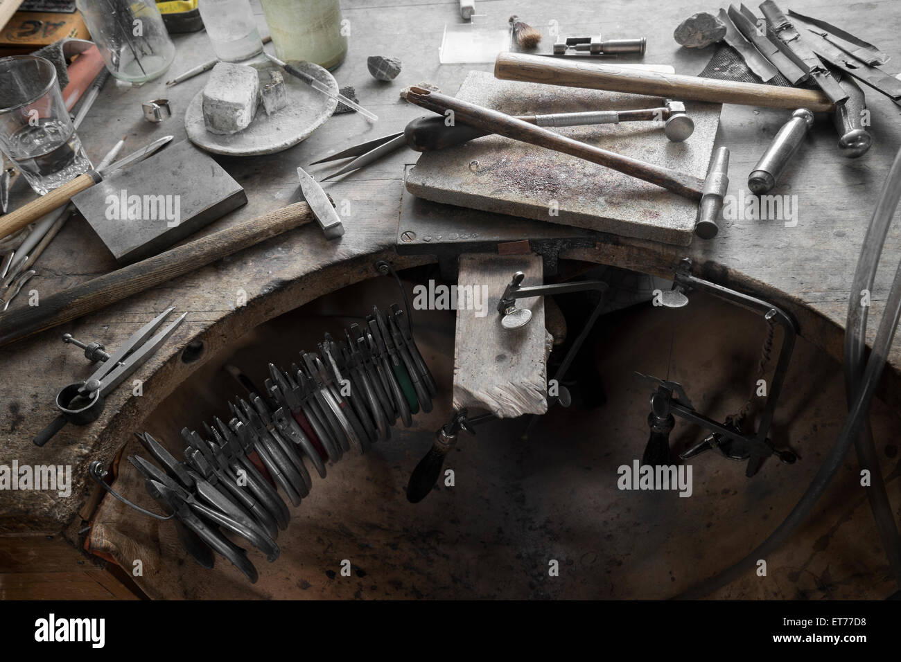 work tools on workbench in workshop, Bavaria, Germany Stock Photo - Alamy