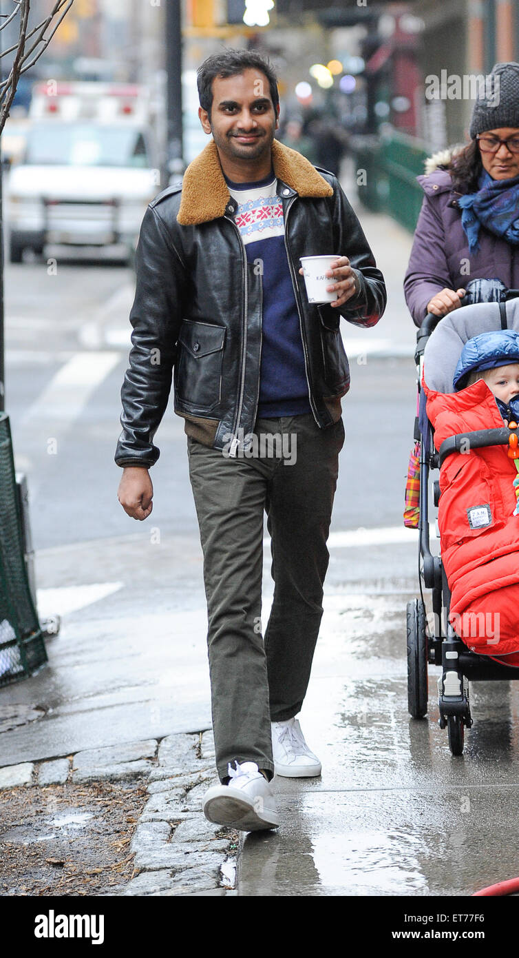 Aziz Ansari out for a walk in Tribeca Featuring: Aziz Ansari Where ...