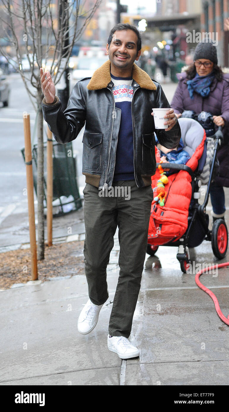 Aziz Ansari out for a walk in Tribeca Featuring: Aziz Ansari Where ...