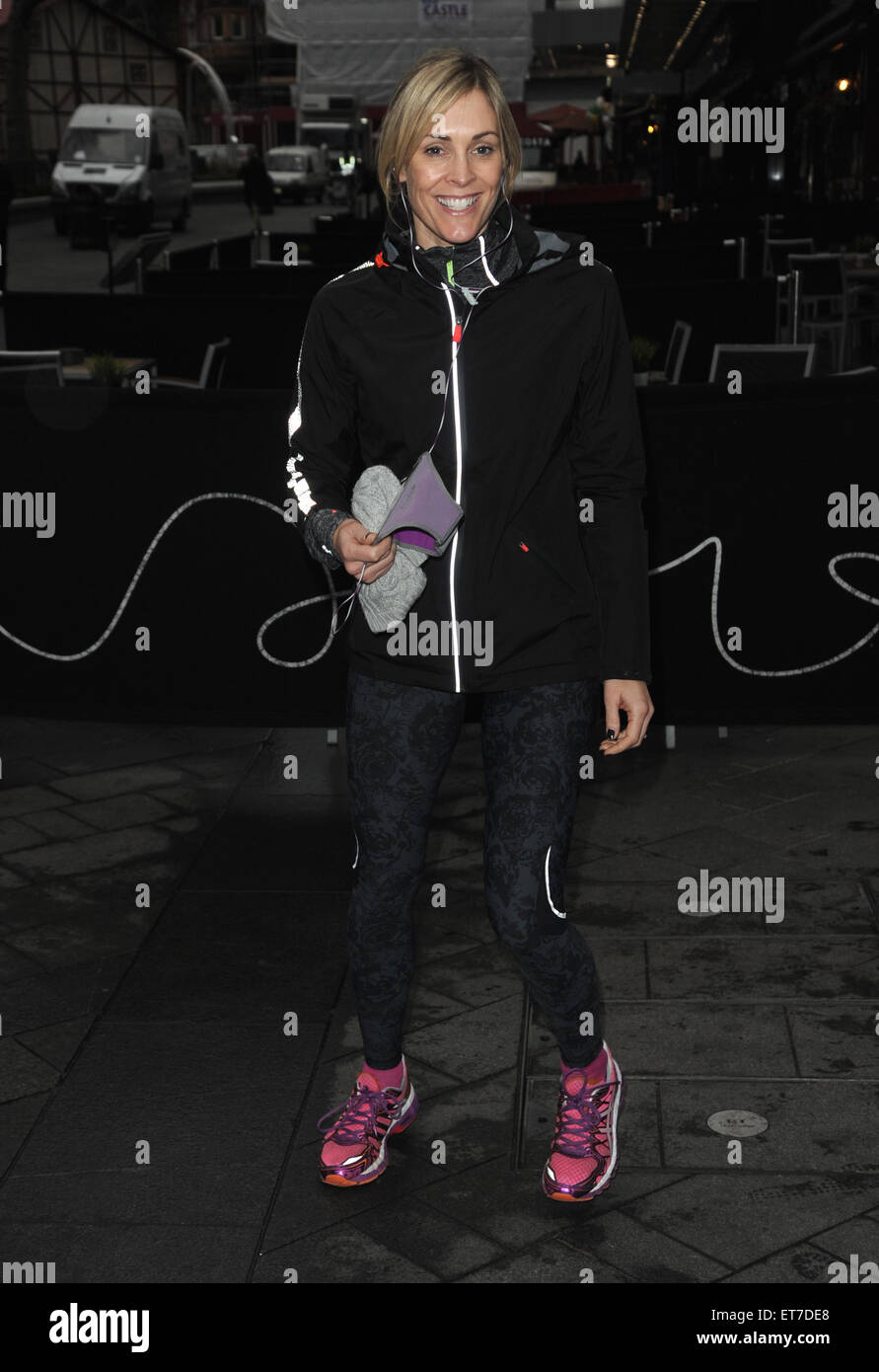 Jenni Falconer goes for a jog in Leicester Square Featuring: Jenni ...