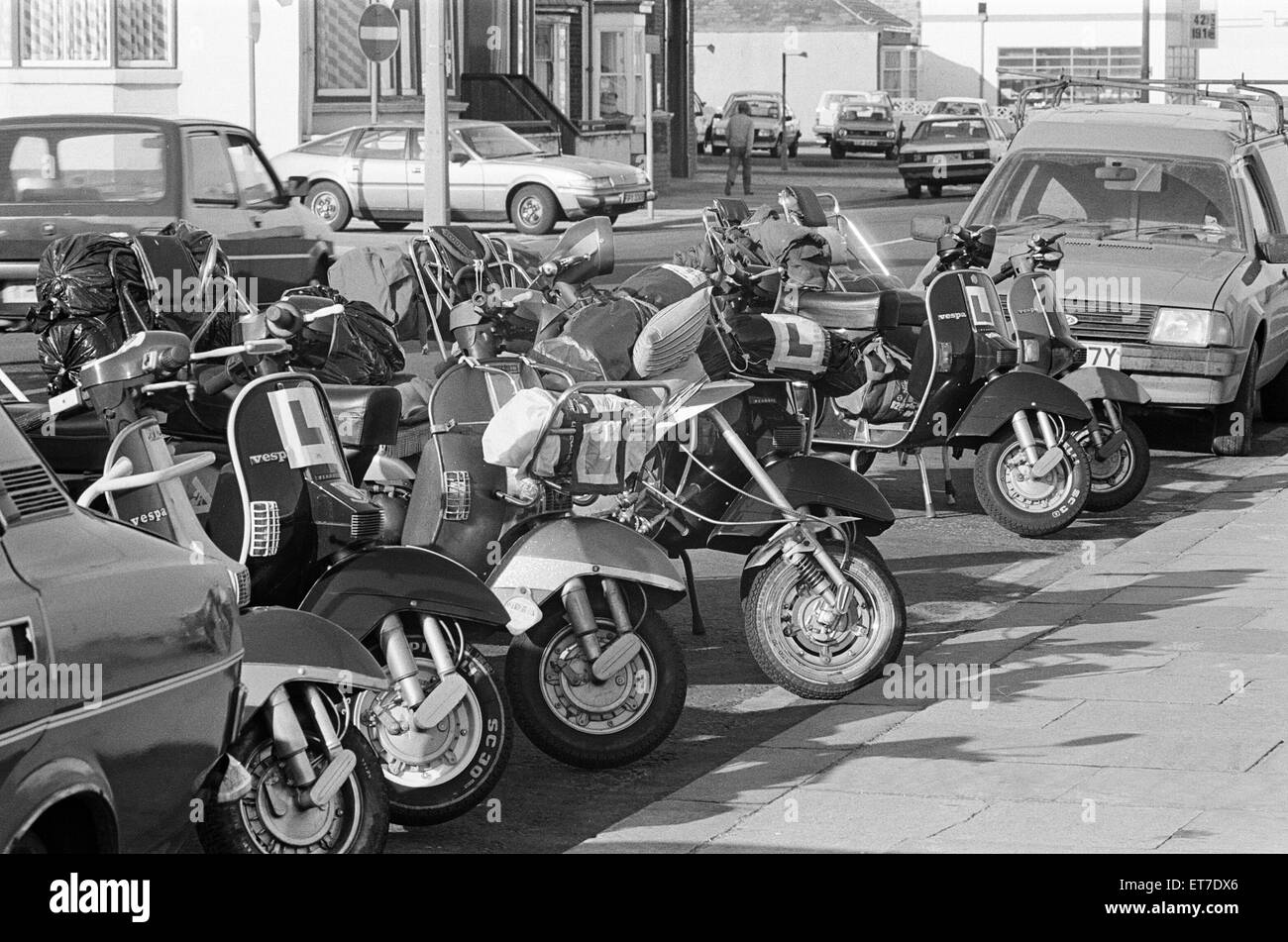 MODs in Redcar, Middlesbrough, 4th October 1985 Stock Photo - Alamy