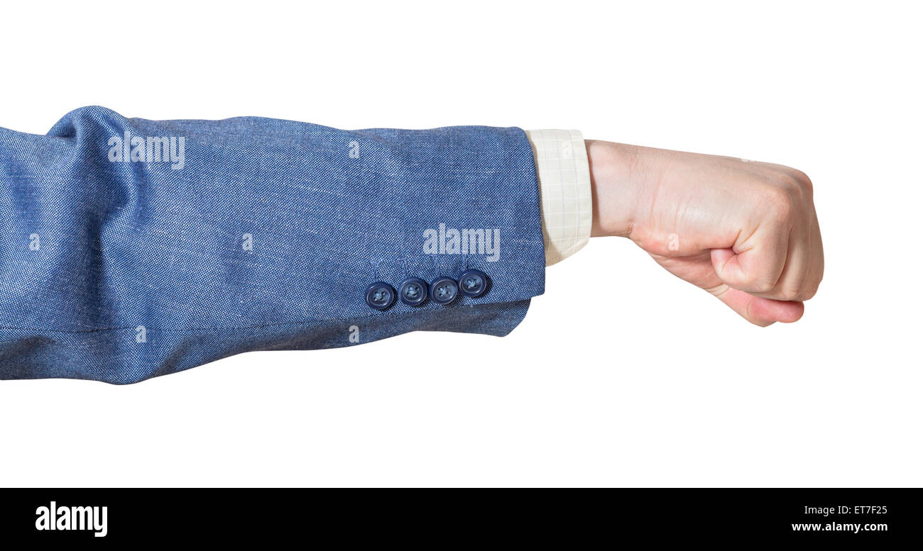hand gesture - man in jacket punches isolated on white background Stock ...