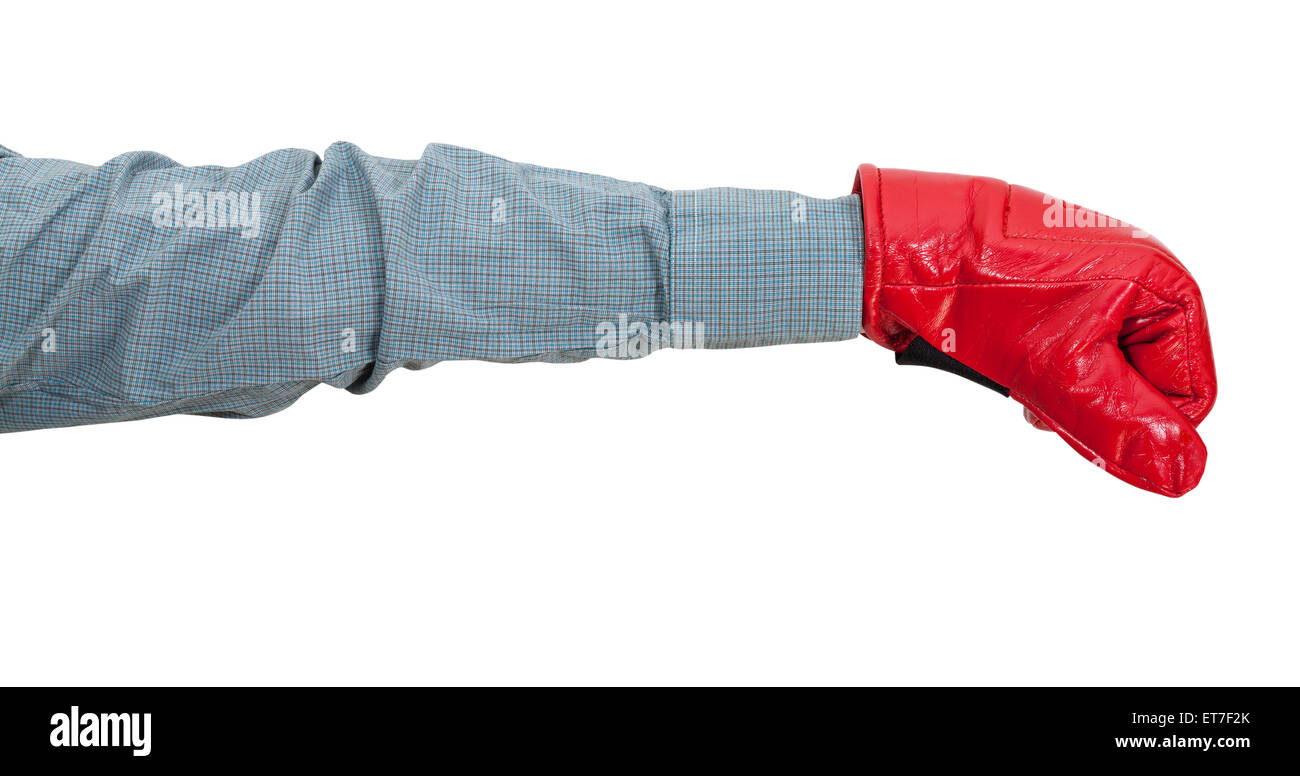 hand gesture - office worker with boxing glove punches isolated on ...