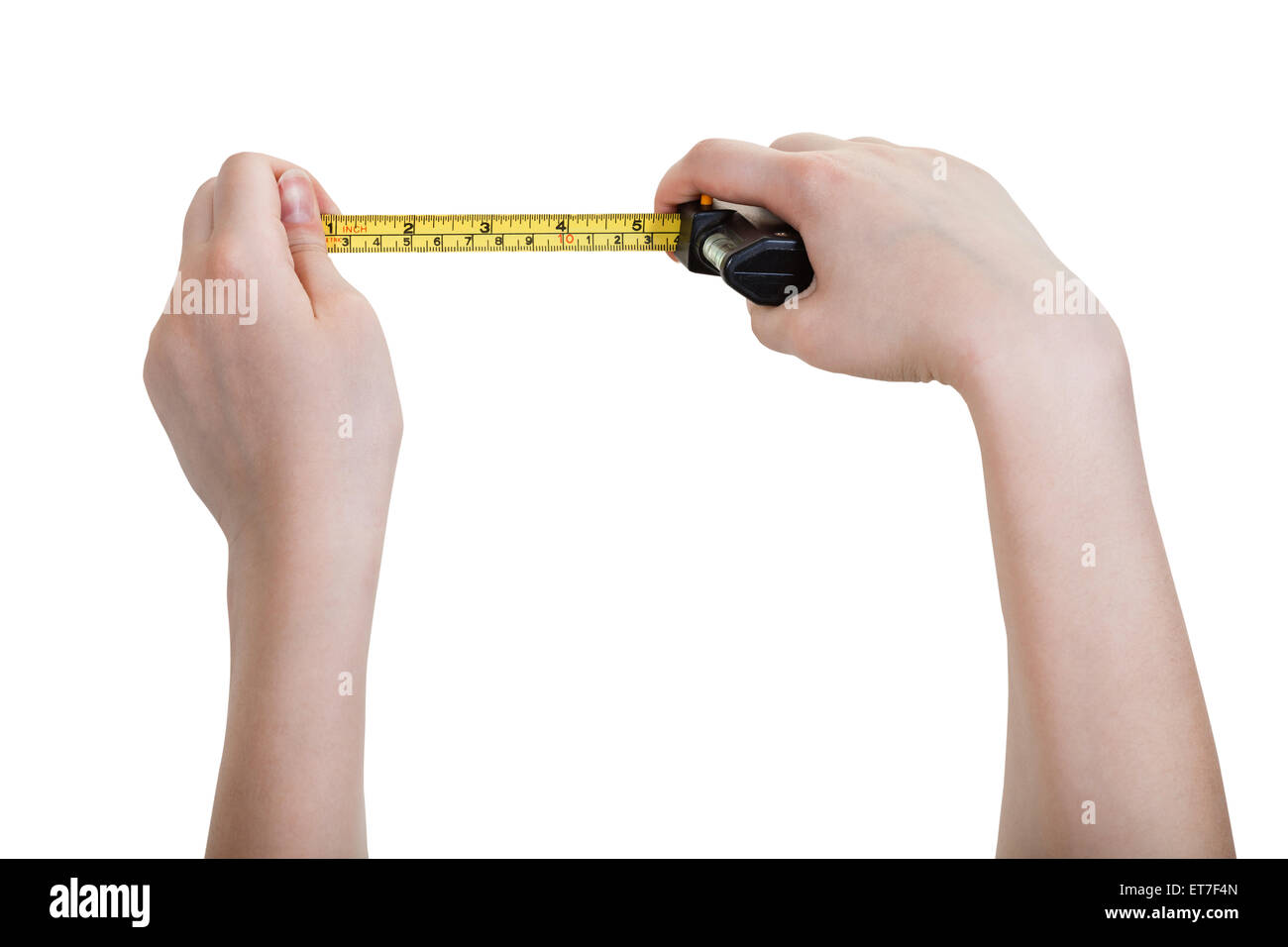 female hands with tape measure isolated on white background Stock Photo ...