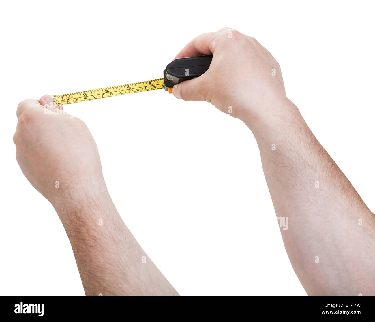 male hands with measuring tape isolated on white background Stock Photo ...