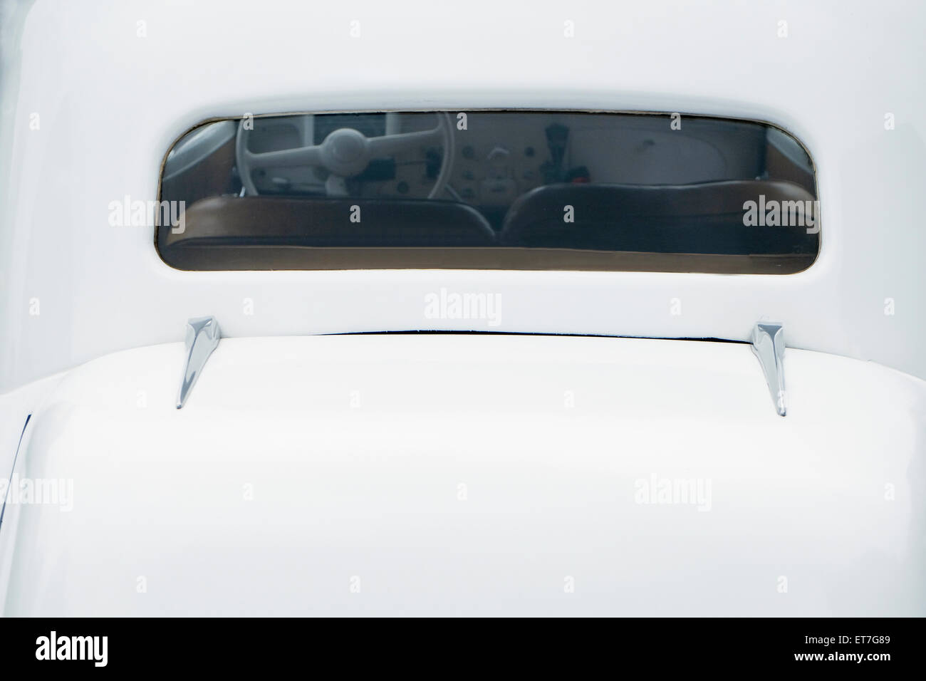 Rear window of white Citroen 11CV Stock Photo - Alamy