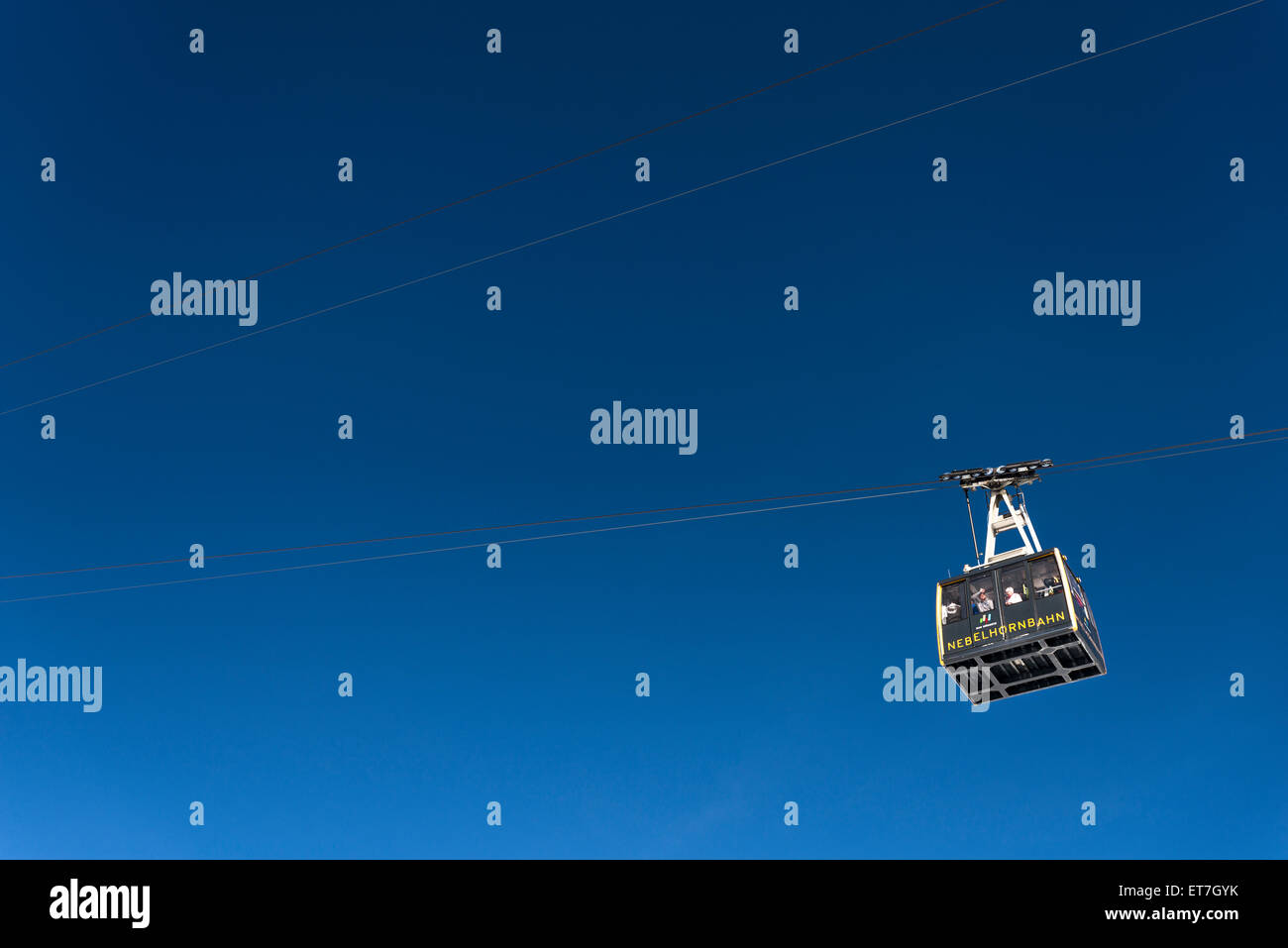 Germany, Bavaria, Nebelhorn, cable car in blue sky Stock Photo - Alamy