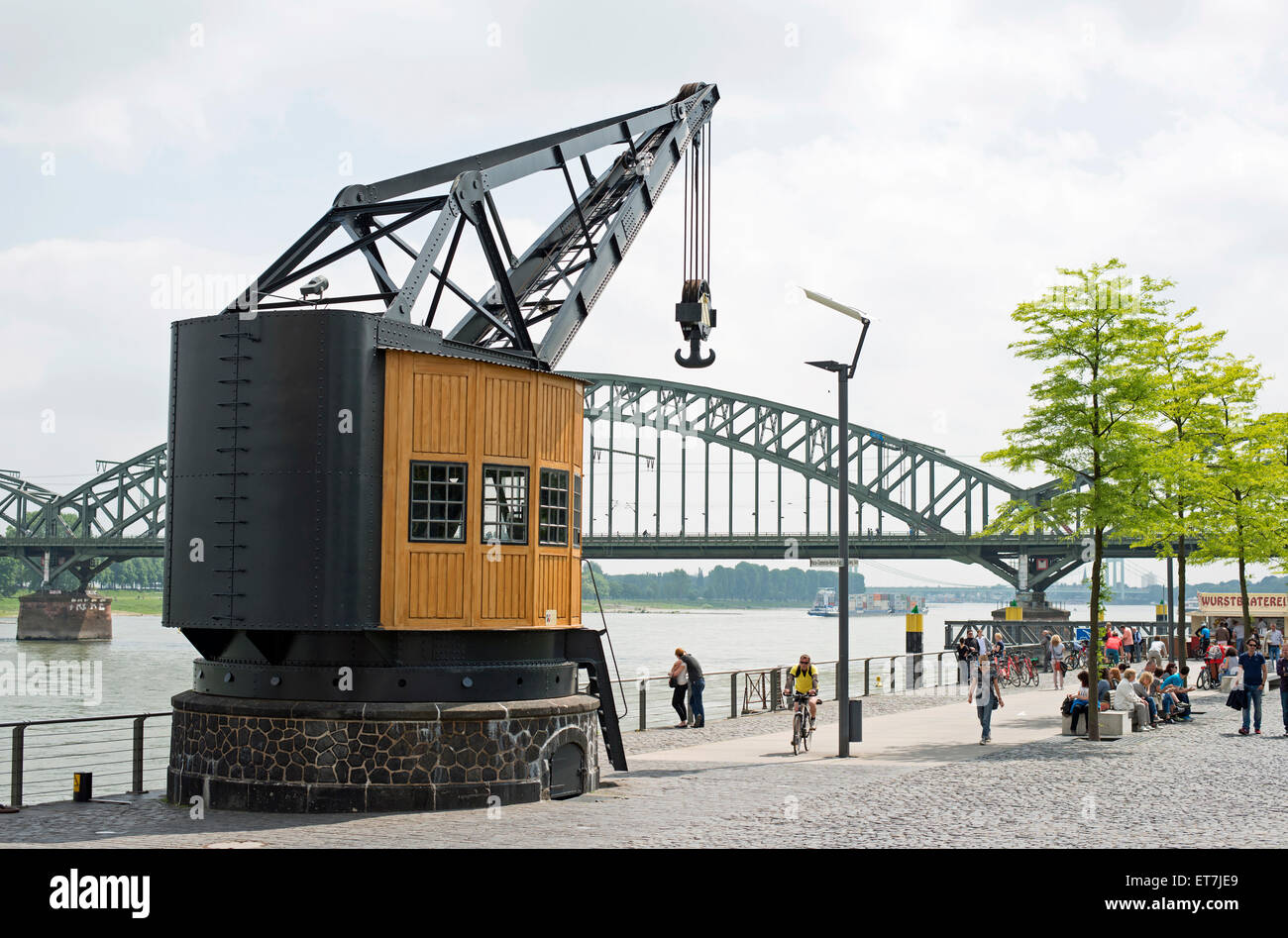 Germany, Cologne, Rhine riverbank, old derrick Stock Photo - Alamy