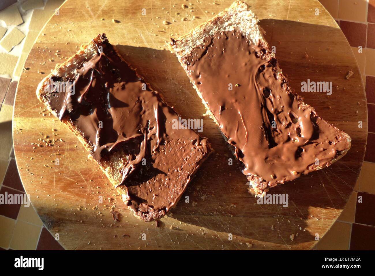 Nutellatoast | hazelnut cream toast Stock Photo - Alamy