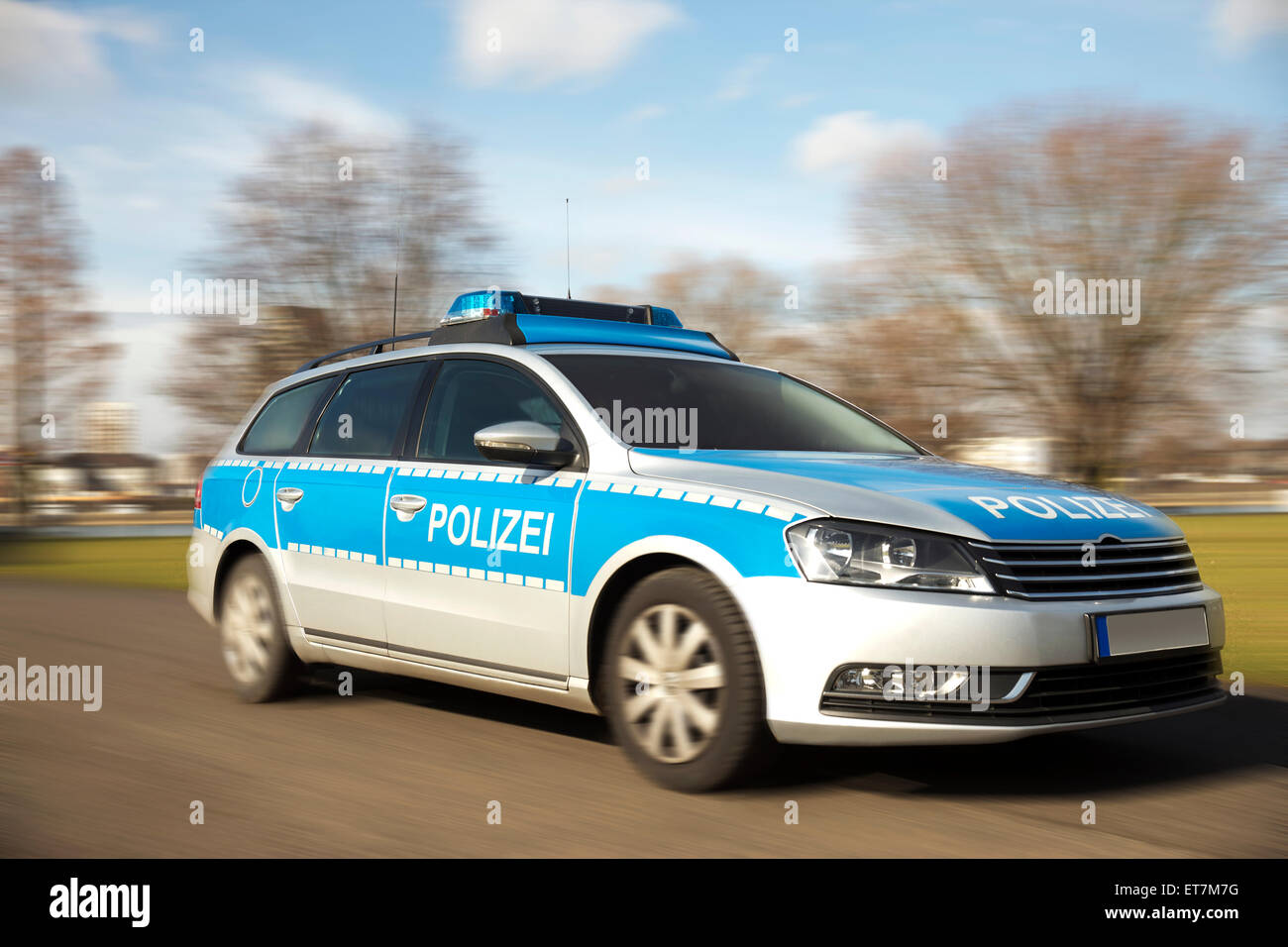 Germany, Cologne, Police car in motion Stock Photo - Alamy