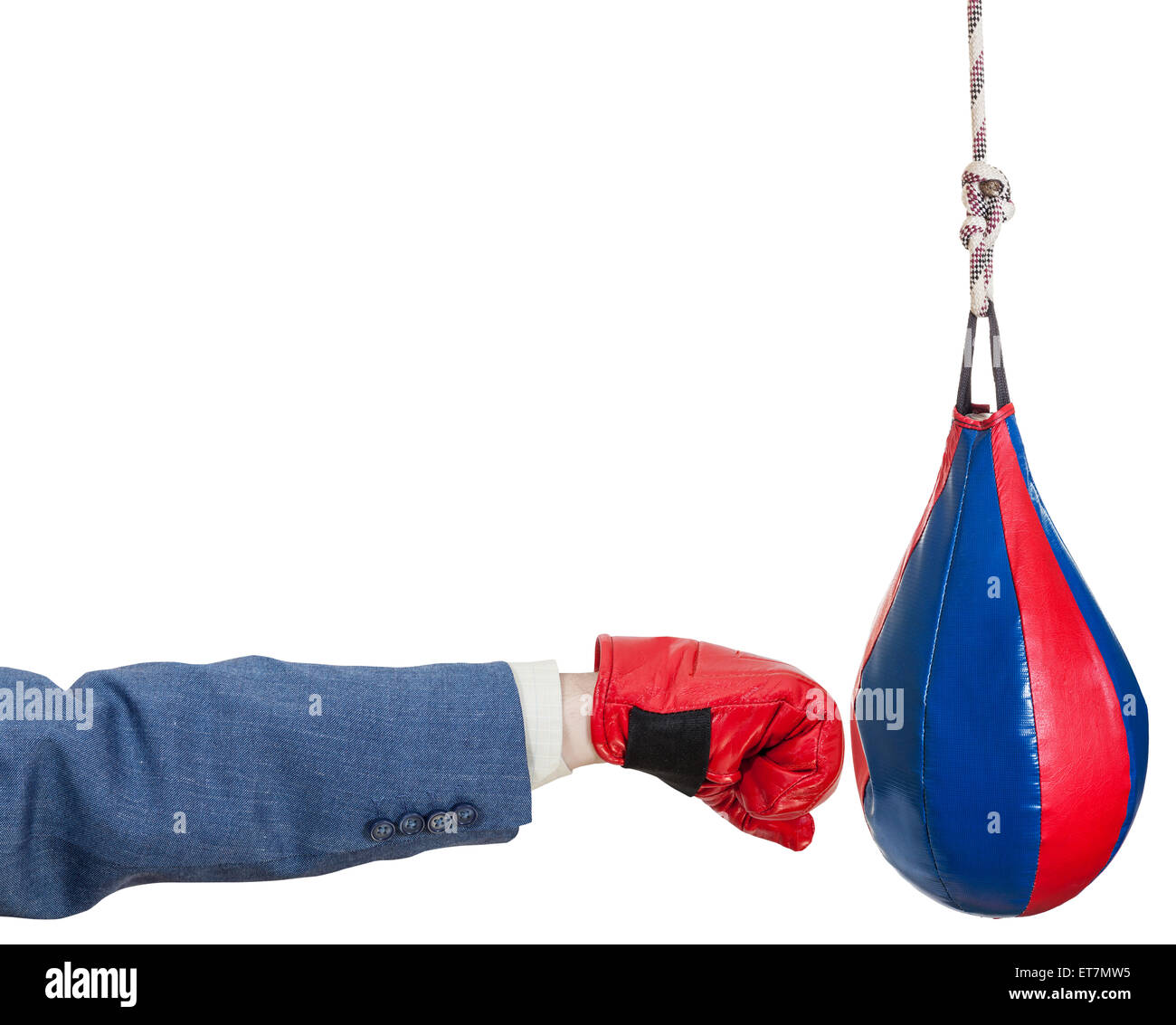 hand gesture - man in business suit with boxing glove punches punching ...