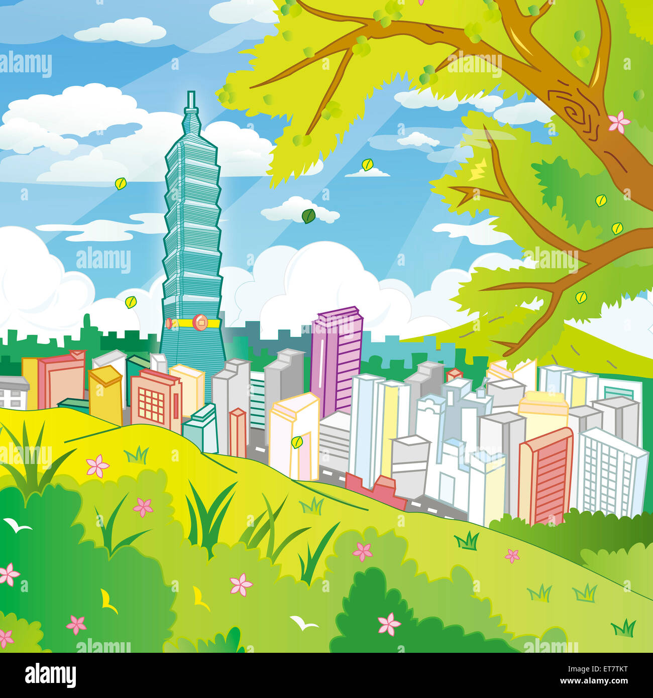 Taipei, Taipei 101, Taiwan, Illustration Technique Stock Photo - Alamy