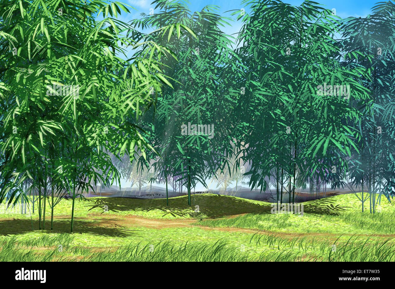 Bamboo Grove, Illustration Technique Stock Photo - Alamy