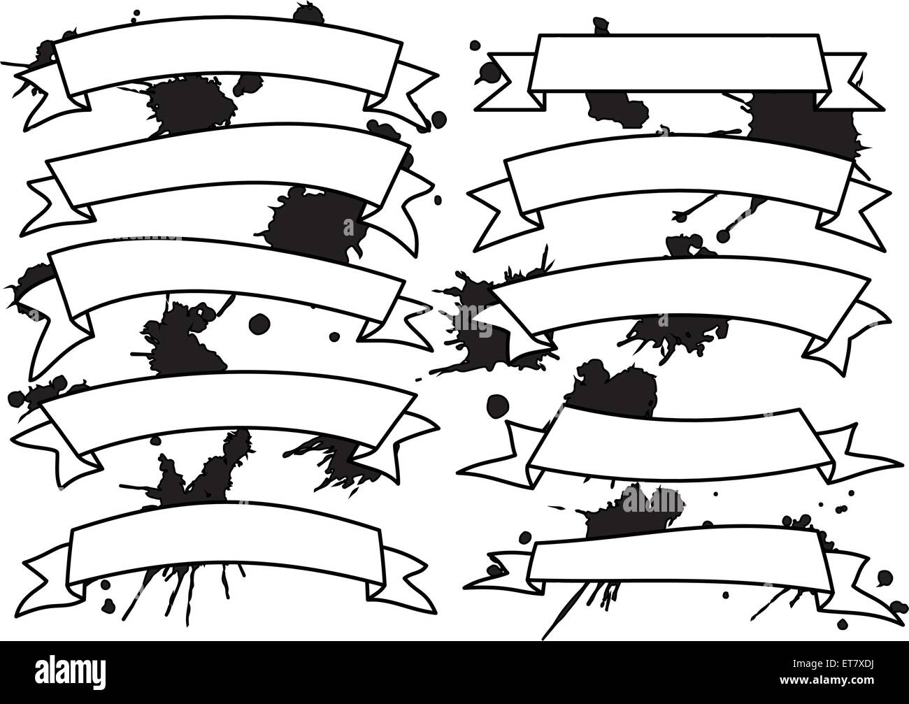 Set of black and white banners with ink splashes. Vector illustration ...