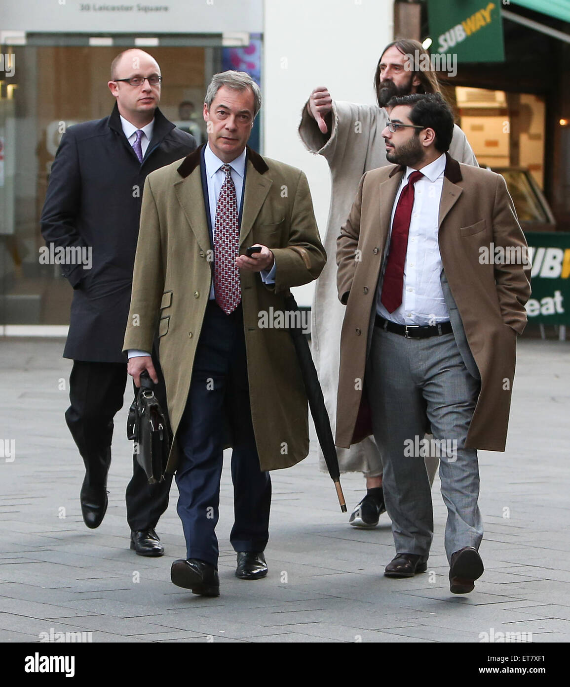 Nigel Farage leaves LBC after an interview with Nick Ferrari and is ...