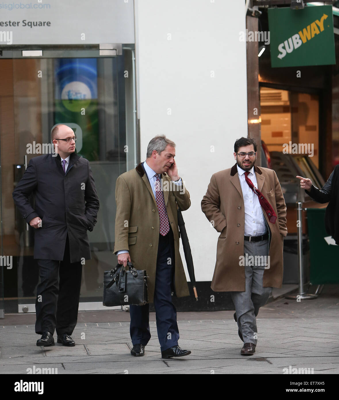 Nigel Farage leaves LBC after an interview with Nick Ferrari and is ...