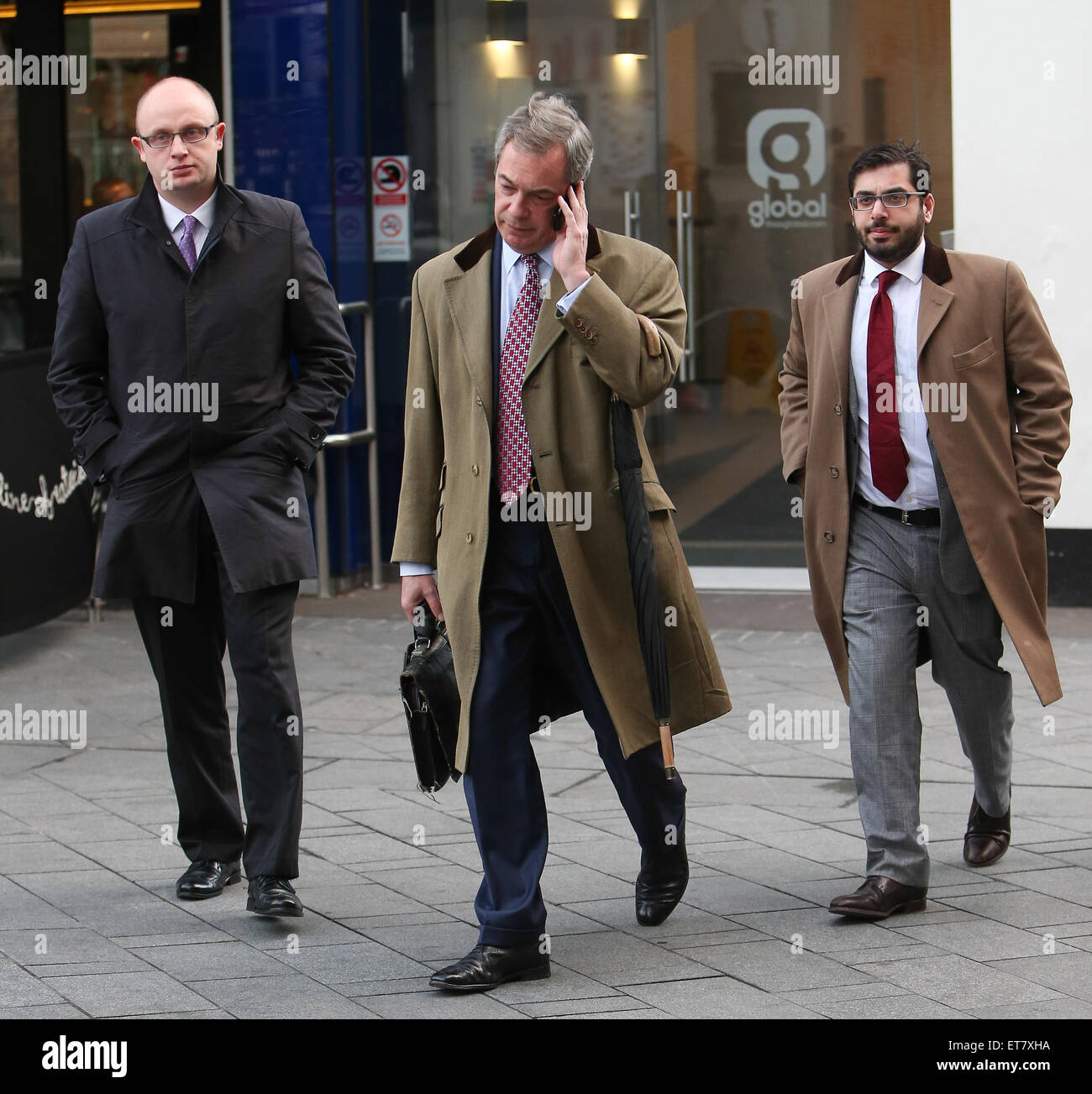 Nigel Farage leaves LBC after an interview with Nick Ferrari and is ...