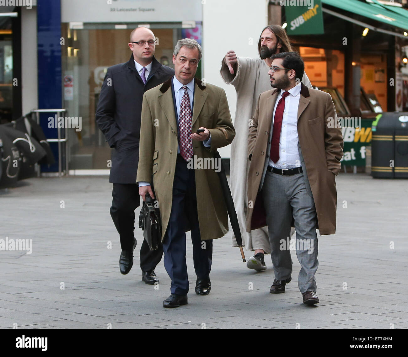 Nigel Farage leaves LBC after an interview with Nick Ferrari and is ...