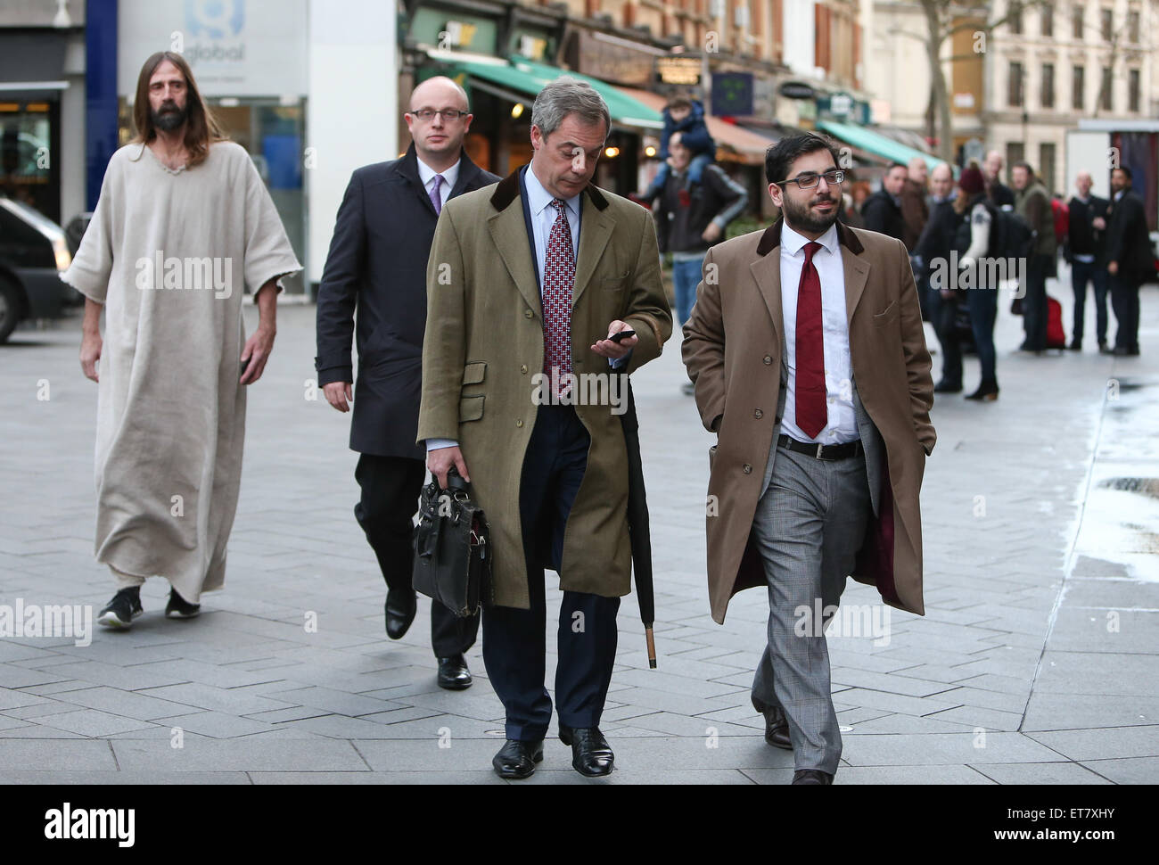 Nigel Farage leaves LBC after an interview with Nick Ferrari and is ...