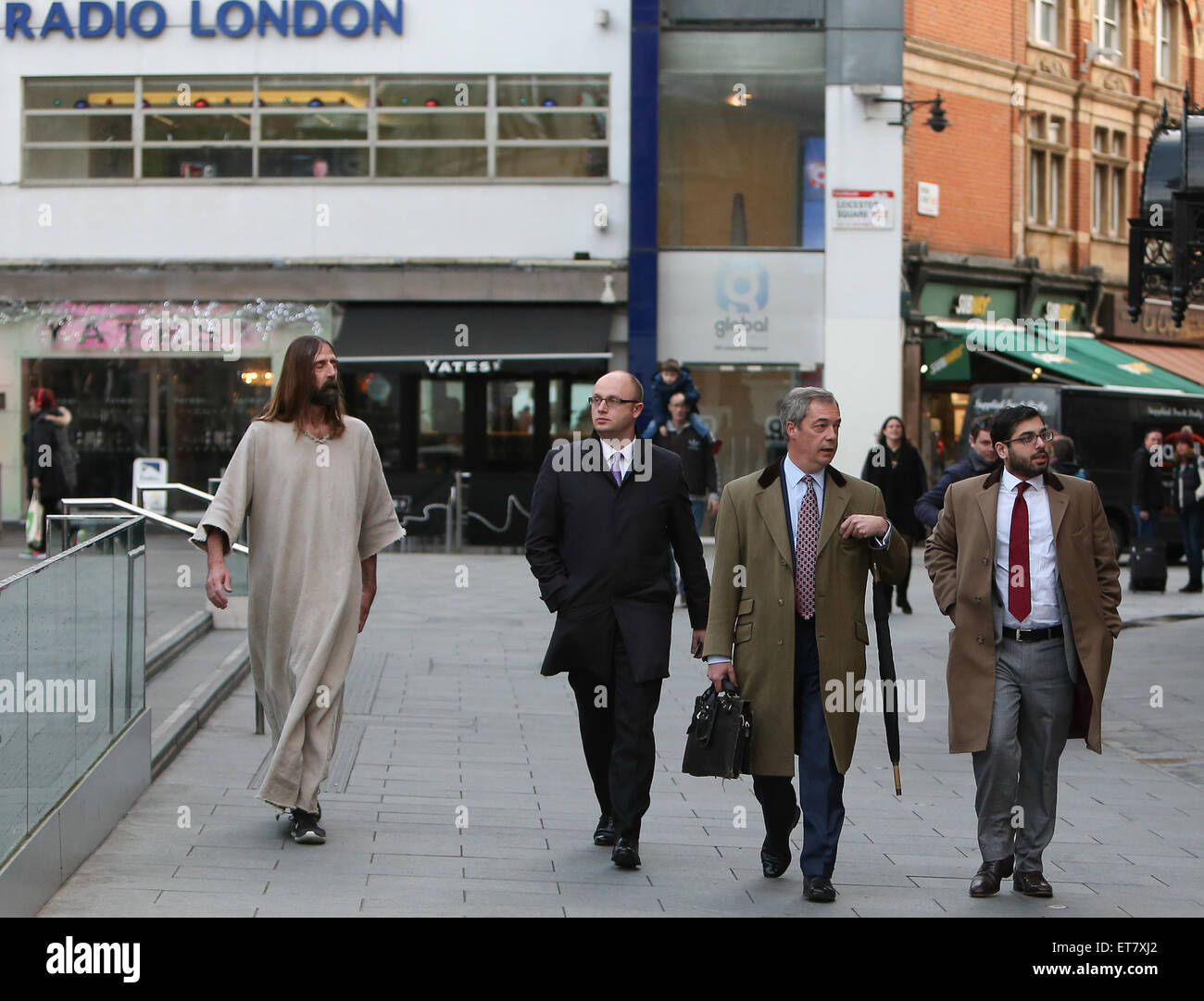 Nigel Farage leaves LBC after an interview with Nick Ferrari and is ...