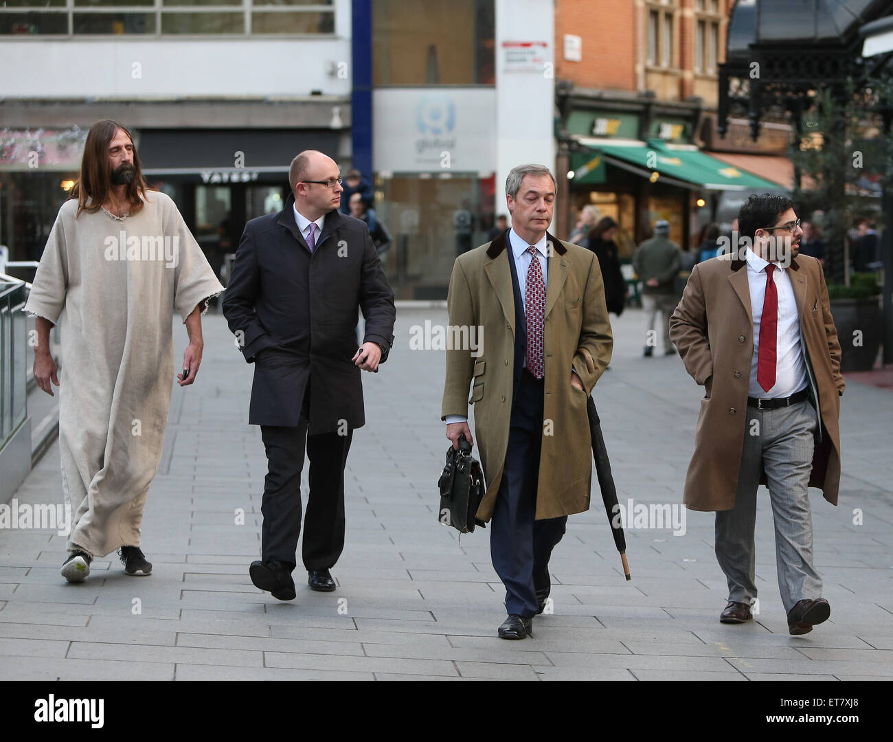 Nigel Farage leaves LBC after an interview with Nick Ferrari and is ...