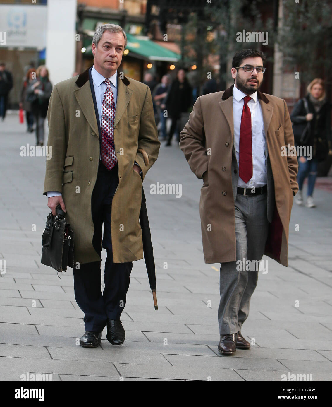 Nigel Farage leaves LBC after an interview with Nick Ferrari and is ...