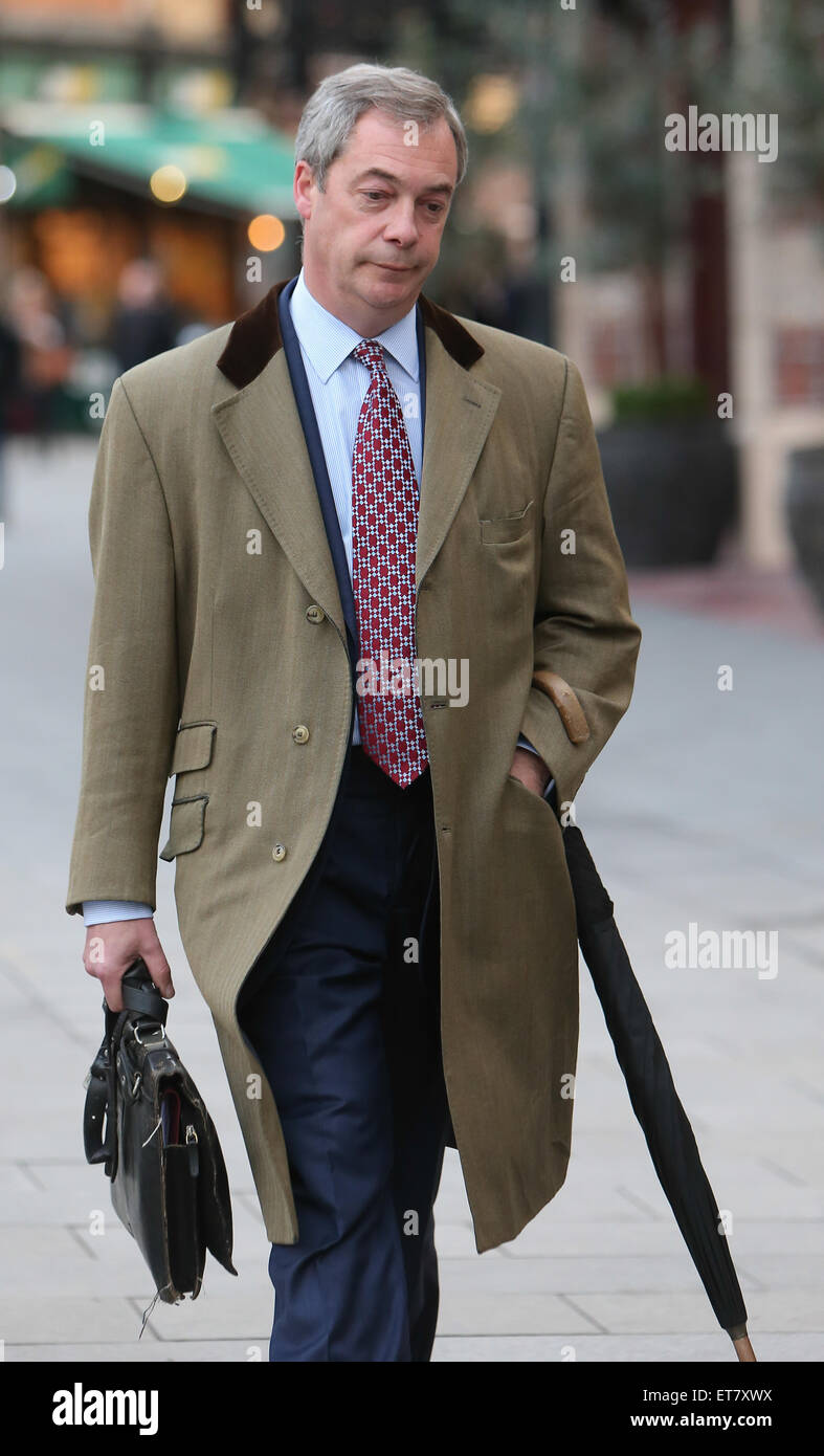 Nigel Farage leaves LBC after an interview with Nick Ferrari and is ...