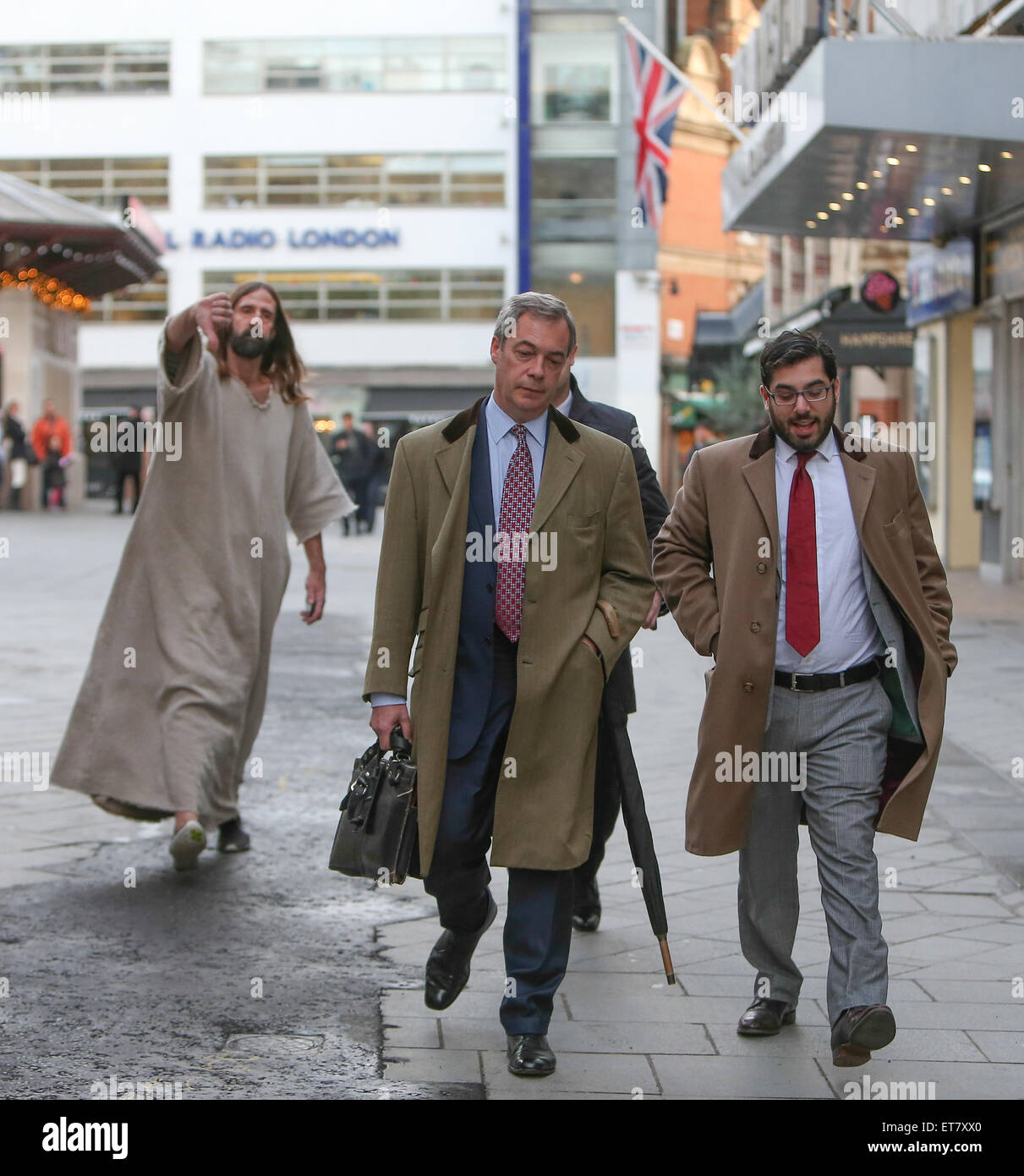 Nigel Farage leaves LBC after an interview with Nick Ferrari and is ...