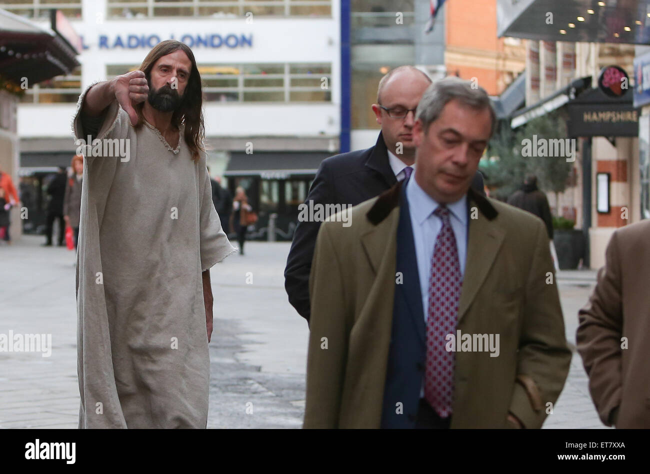 Nigel Farage leaves LBC after an interview with Nick Ferrari and is ...