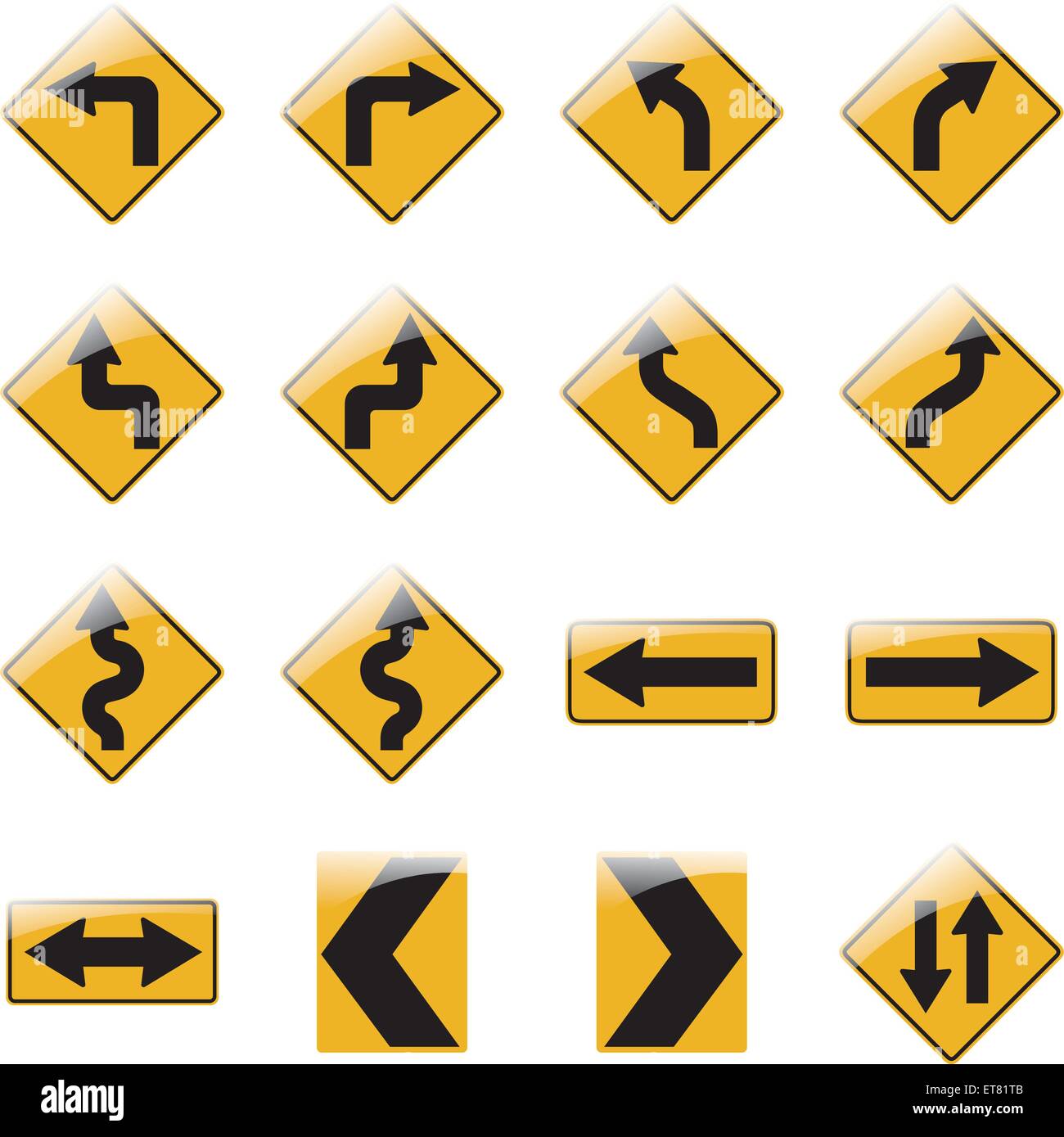 Set of yellow road traffic signs. Vector Stock Vector Image & Art - Alamy