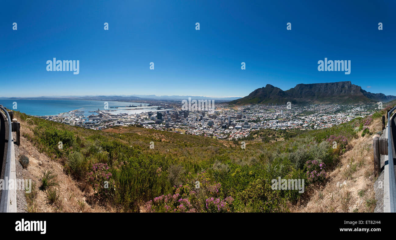 Aerial view of city against blue sky, Cape Town, South Africa Stock ...