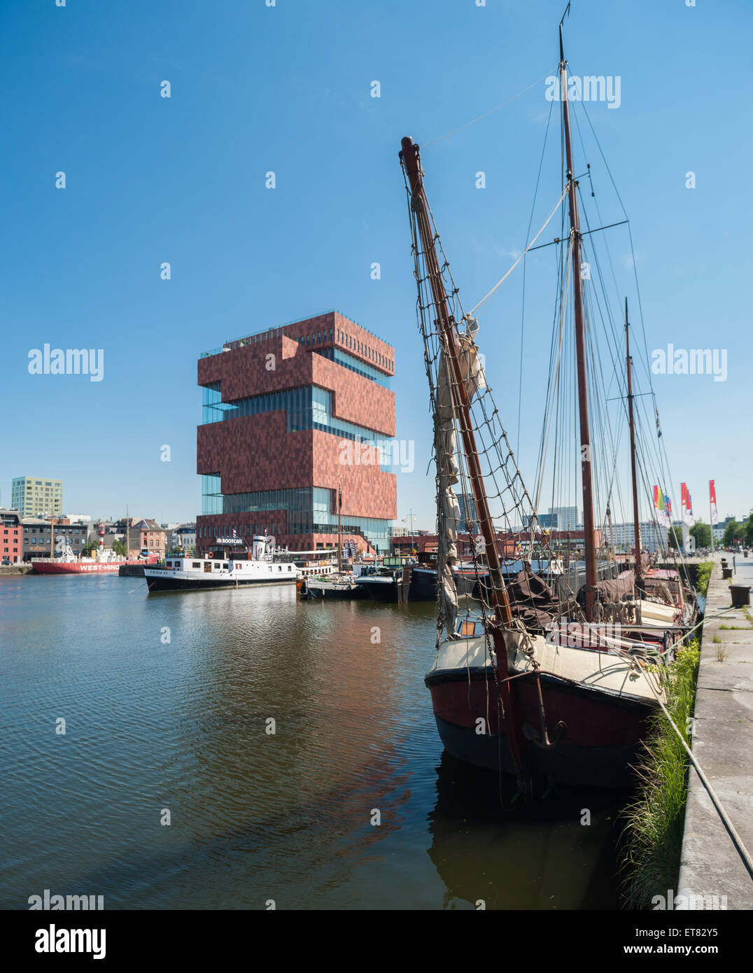 Belgium, Antwerp, view of the MAS and Bonapartedok Stock Photo - Alamy