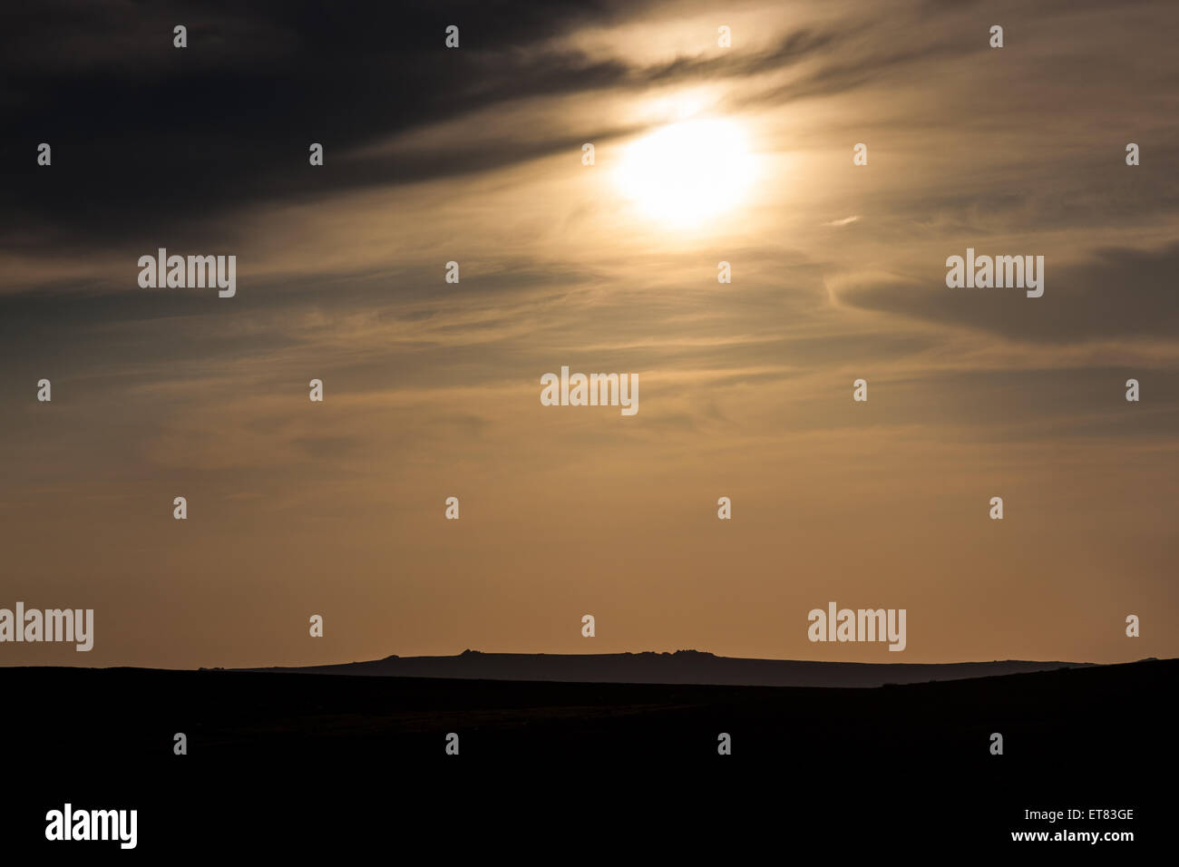 Sunset above The Stiperstones, seen from Haddon Hill on the Long Mynd ...