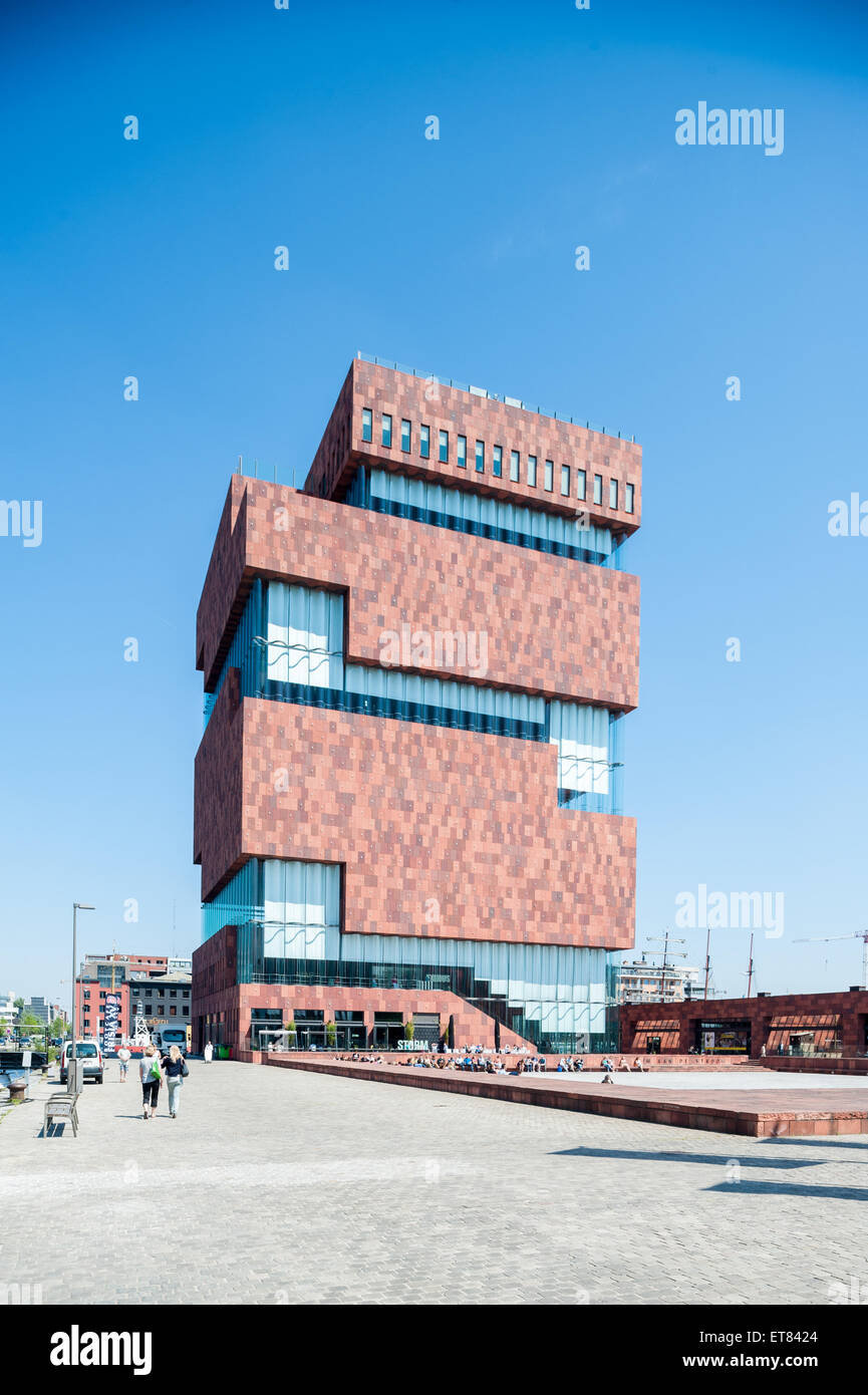 Belgium, Antwerp, full height view of the MAS Stock Photo - Alamy