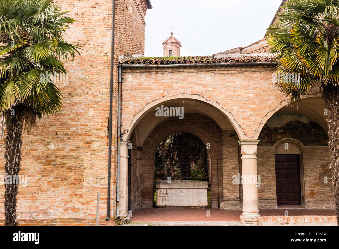 Archs and columns of Italian cloister of the XV century roman gothic ...