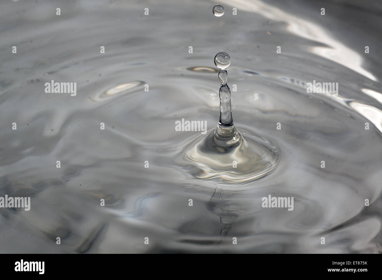 Splash of water drops falling from the top Stock Photo - Alamy
