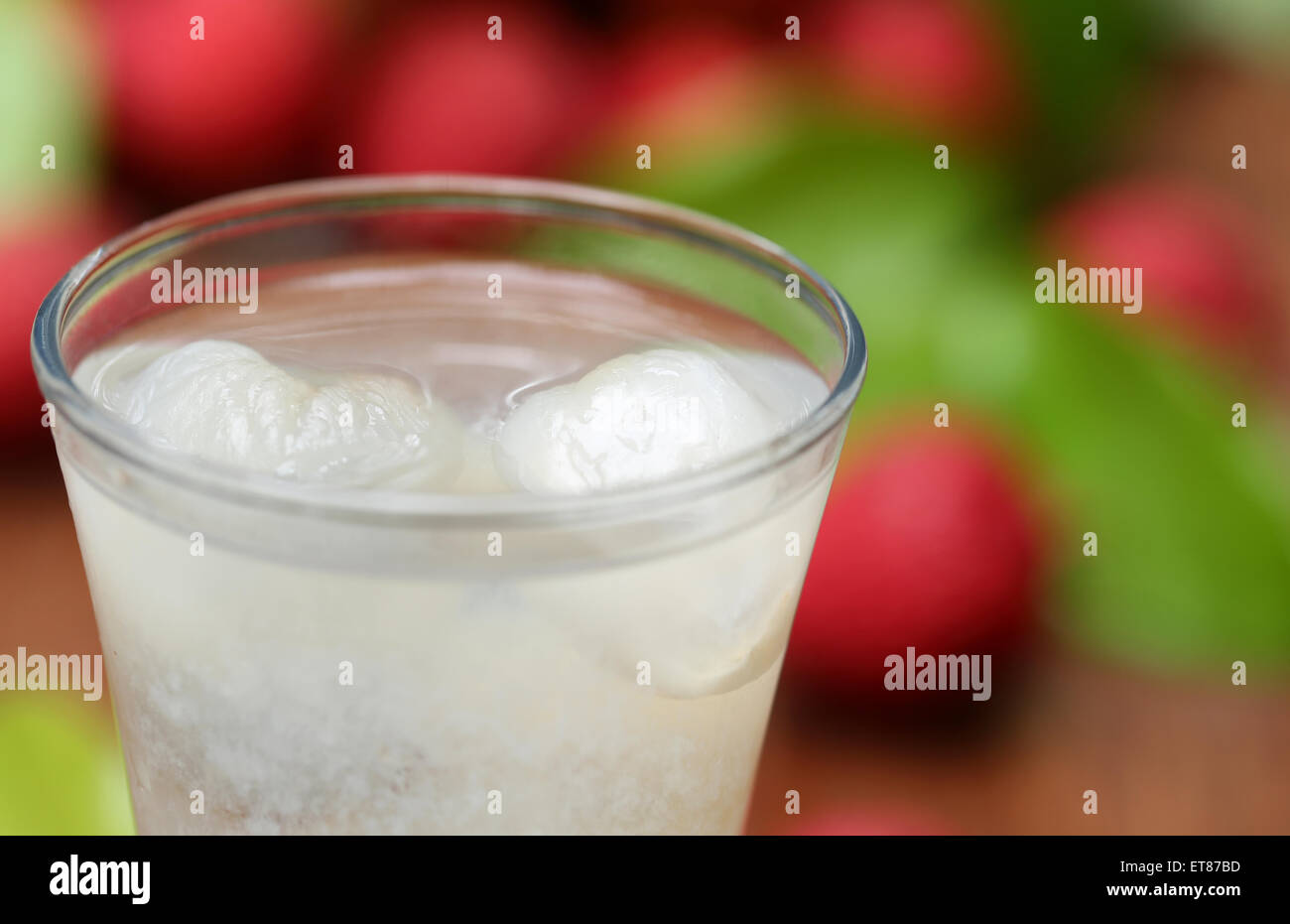 Close up of lychee juice with with fresh fruits Stock Photo - Alamy