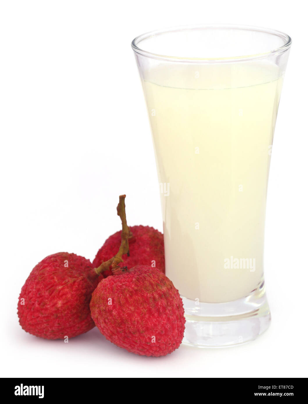 Lychee juice with fruits over white background Stock Photo - Alamy