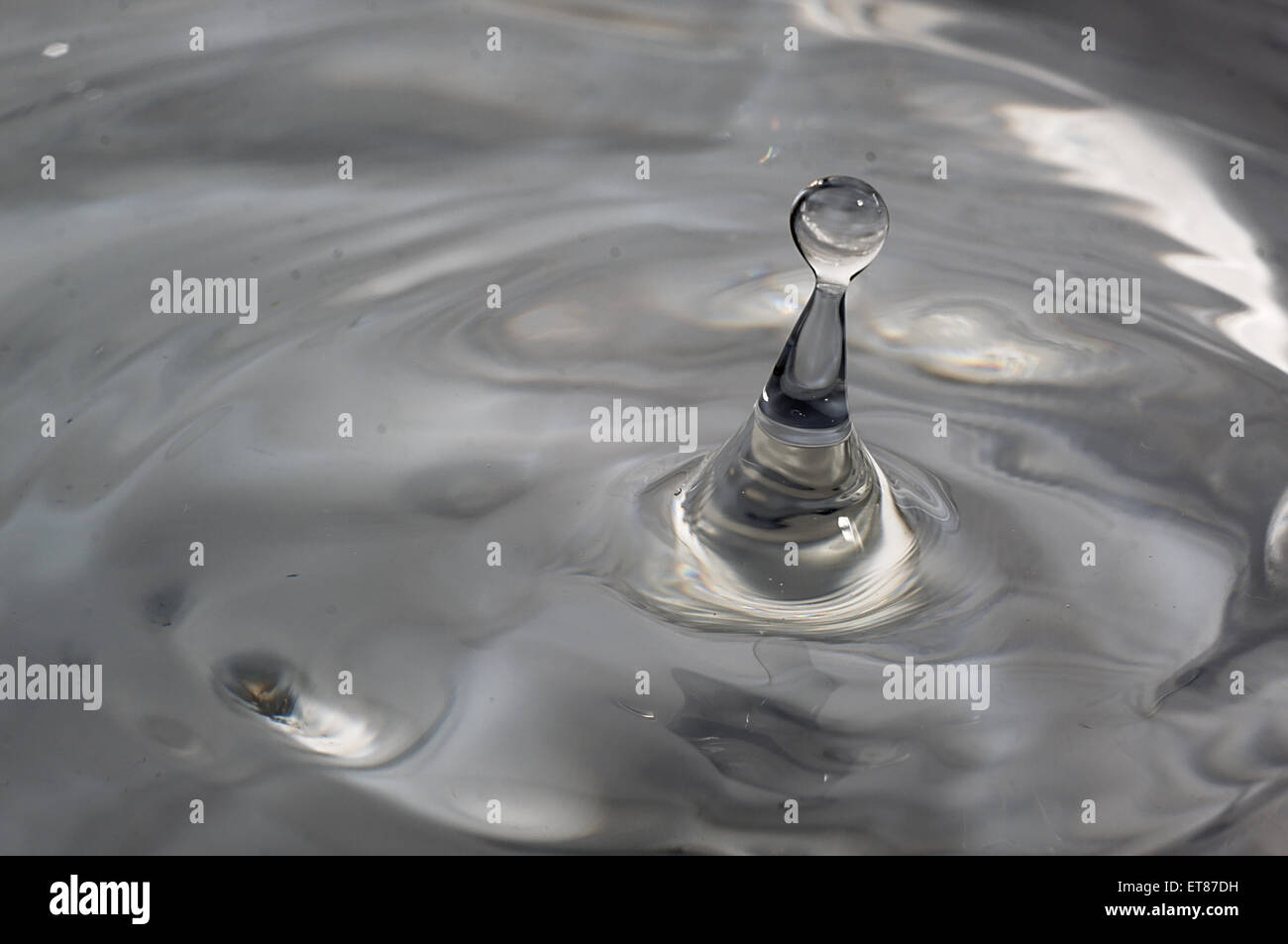 Splash of water drops falling from the top Stock Photo - Alamy