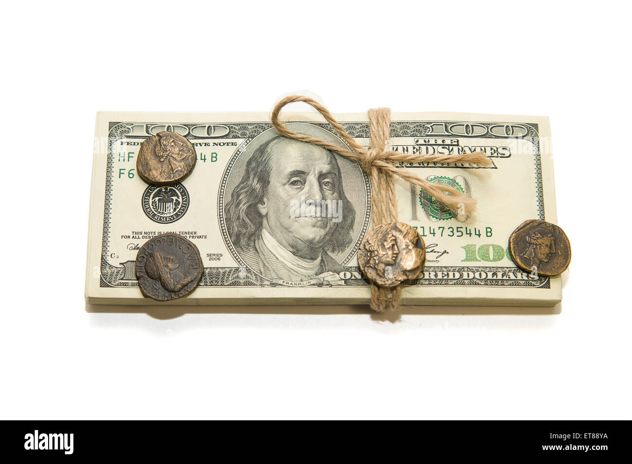 One pack of US dollars banknotes on a white background Stock Photo - Alamy