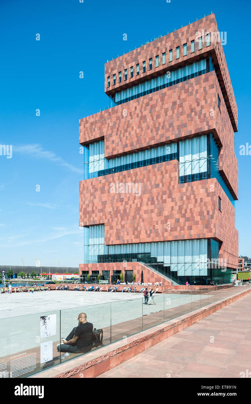 Belgium, Antwerp, full height view of the MAS Stock Photo - Alamy