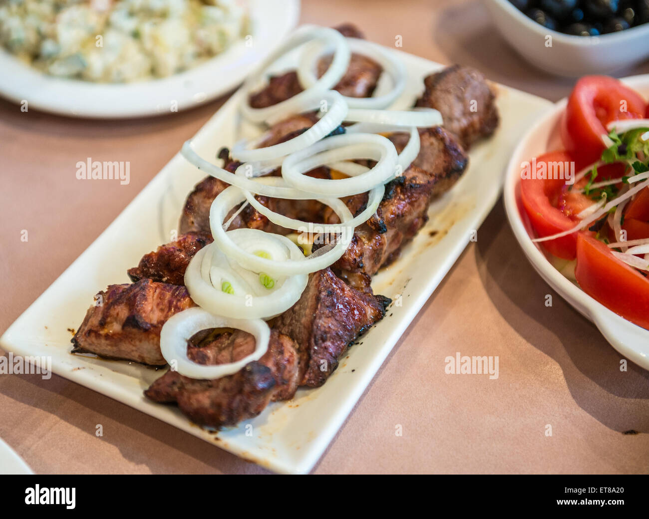 traditional Georgian food mtsvadi - lamb shish kebab Stock Photo - Alamy