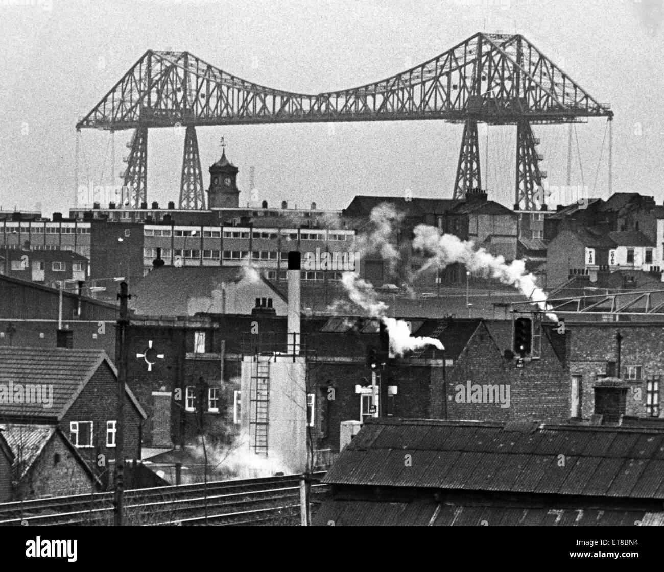 The Tees Transporter Bridge, Middlesbrough, 8th January 1980 Stock ...